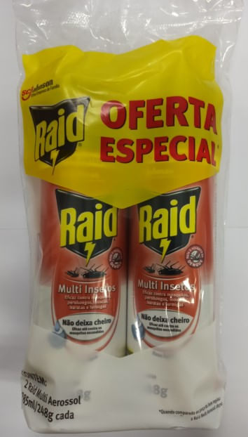 Kit Inseticida Raid Aerosol Base Água Lata 2 unidades 285ml Cada