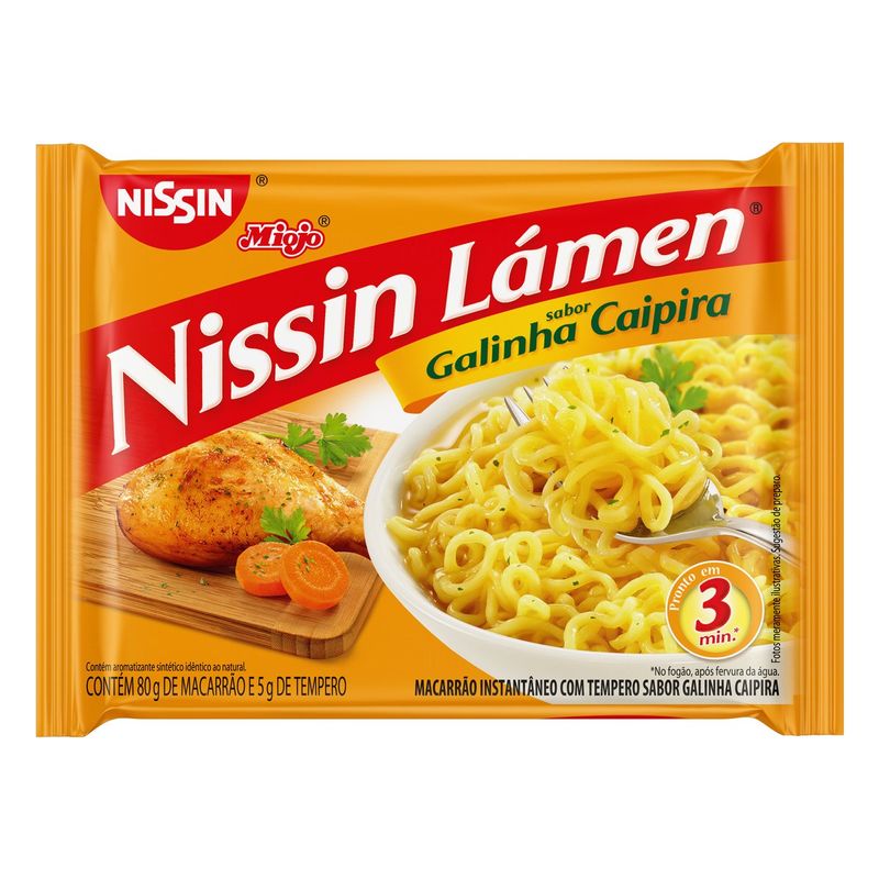 Macarrão Instantâneo Galinha Caipira Nissin Miojo Lámen 85g Macarrão Instantâneo Galinha Caipira Nissin Miojo Lámen 85g