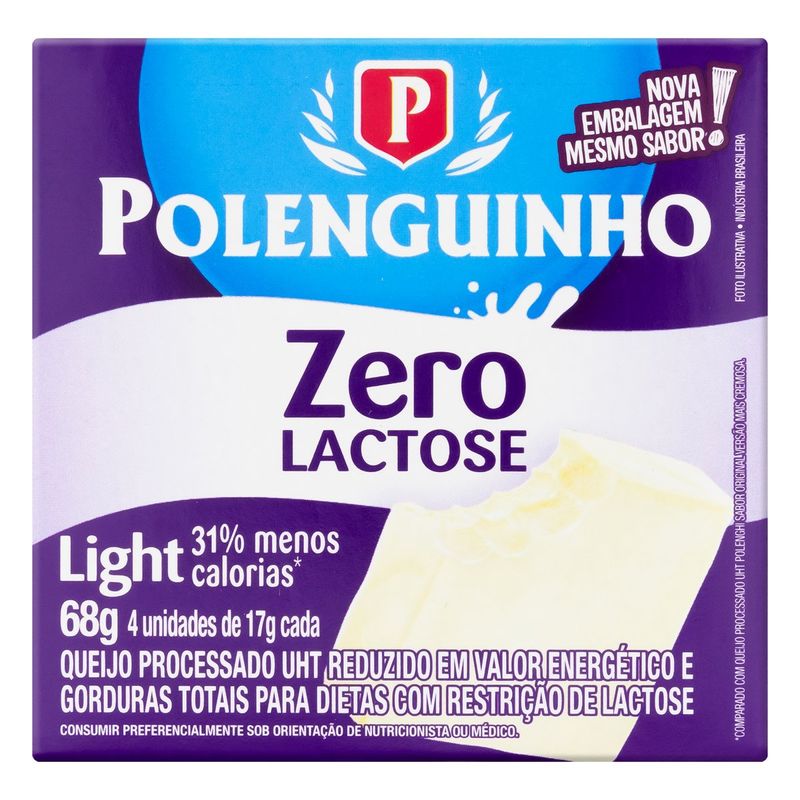 Queijo Processado Light Zero Lactose Polenguinho Caixa 68g com 4 Unidades