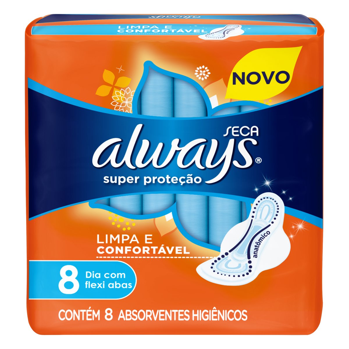 Absorvente com Abas Seca Always Pacote Super Proteção Pacote com 8 Unidades