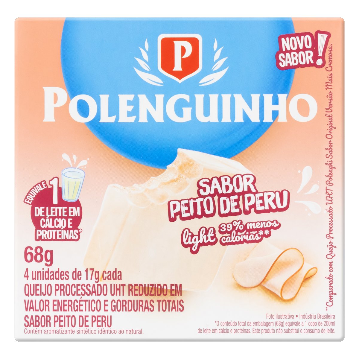 Queijo Processado Peito de Peru Light Polenguinho Caixa 68g com 4 Unidades