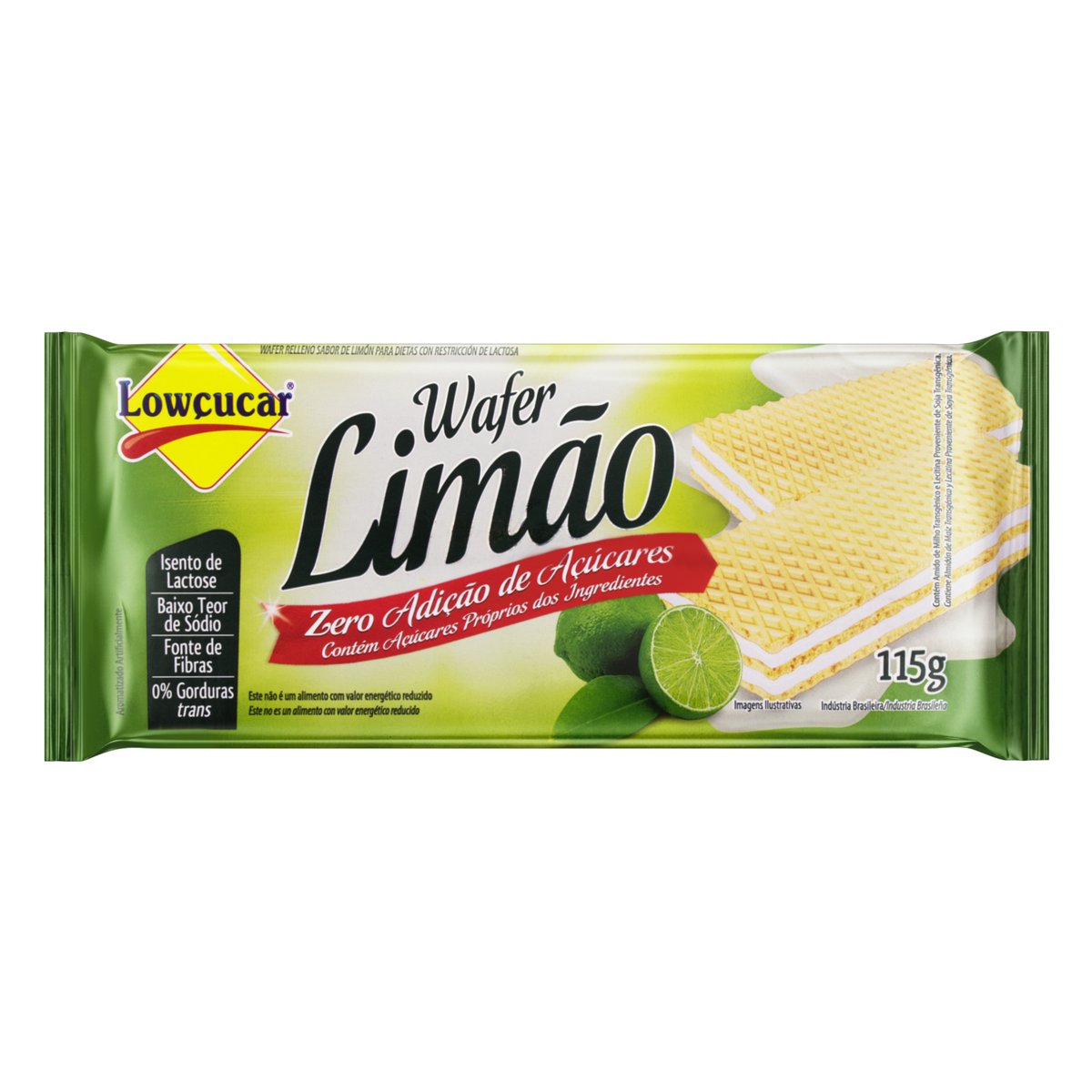Biscoito Wafer com Recheio de Limão Zero Lactose Lowçucar Pacote 115g