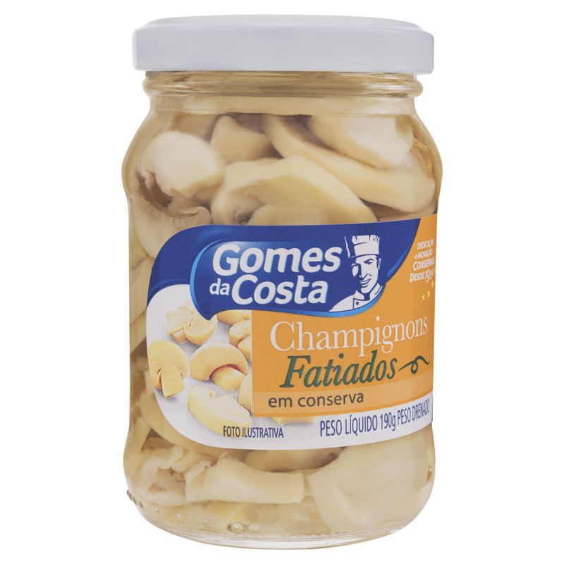 Cogumelo Champignon Fatiado em Conserva Gomes da Costa Vidro 100g Cogumelo Champignon Fatiado em Conserva Gomes da Costa Vidro 100g