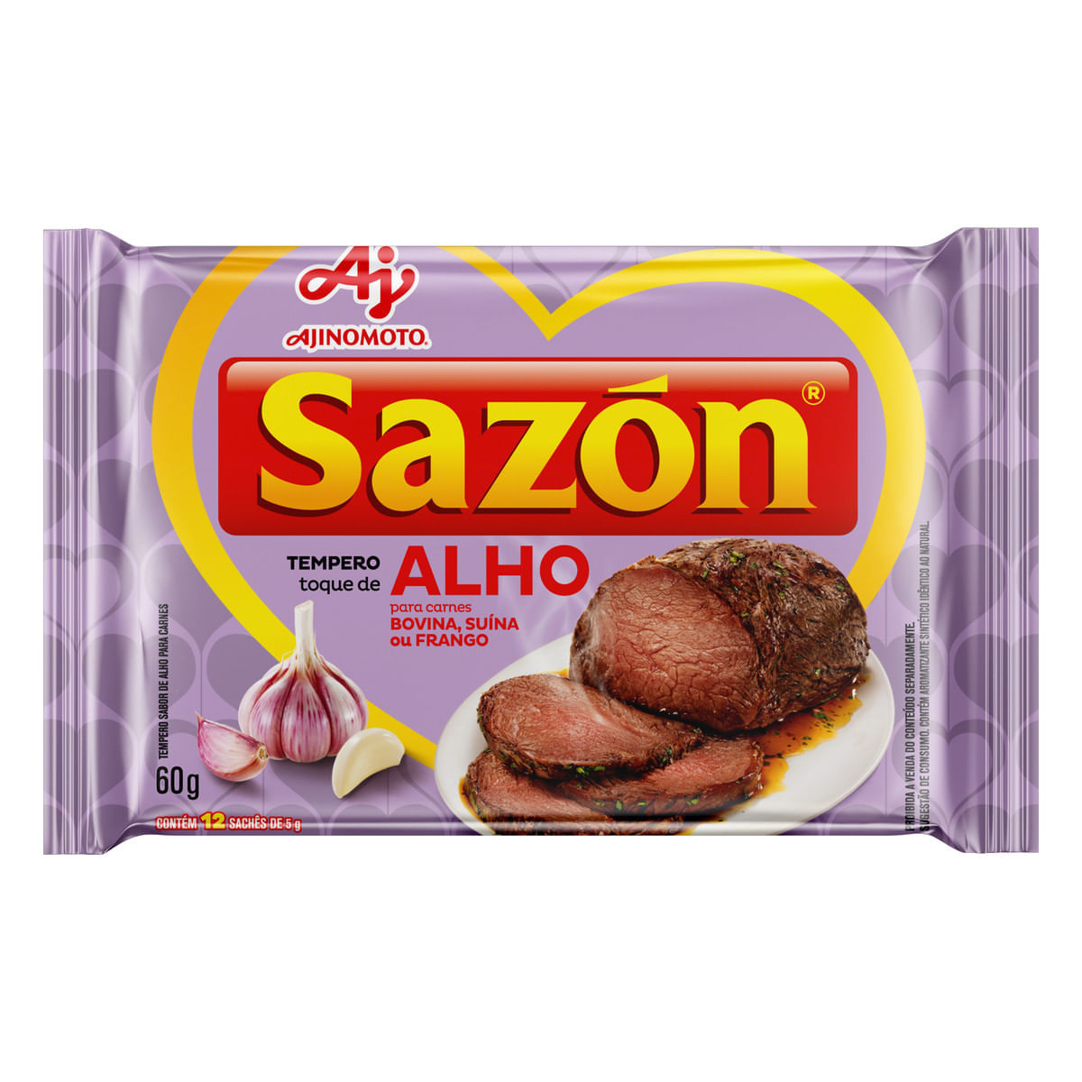 Tempero em Pó para Carnes Toque de Alho Sazón Pacote 60g com 12 Unidades