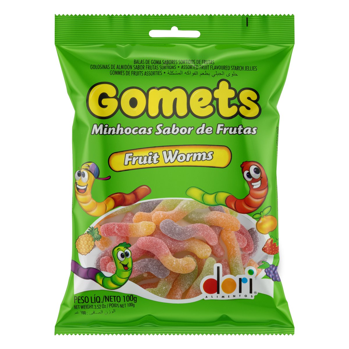 Bala de Goma Mini Gomos de Frutas Dori Gomets Pacote 100g