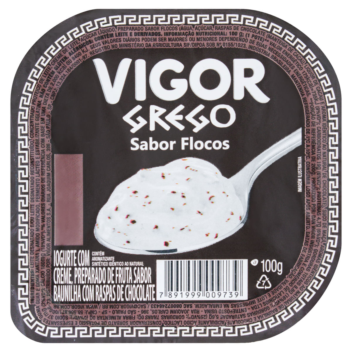 Iogurte Grego Flocos Vigor Pote 100g