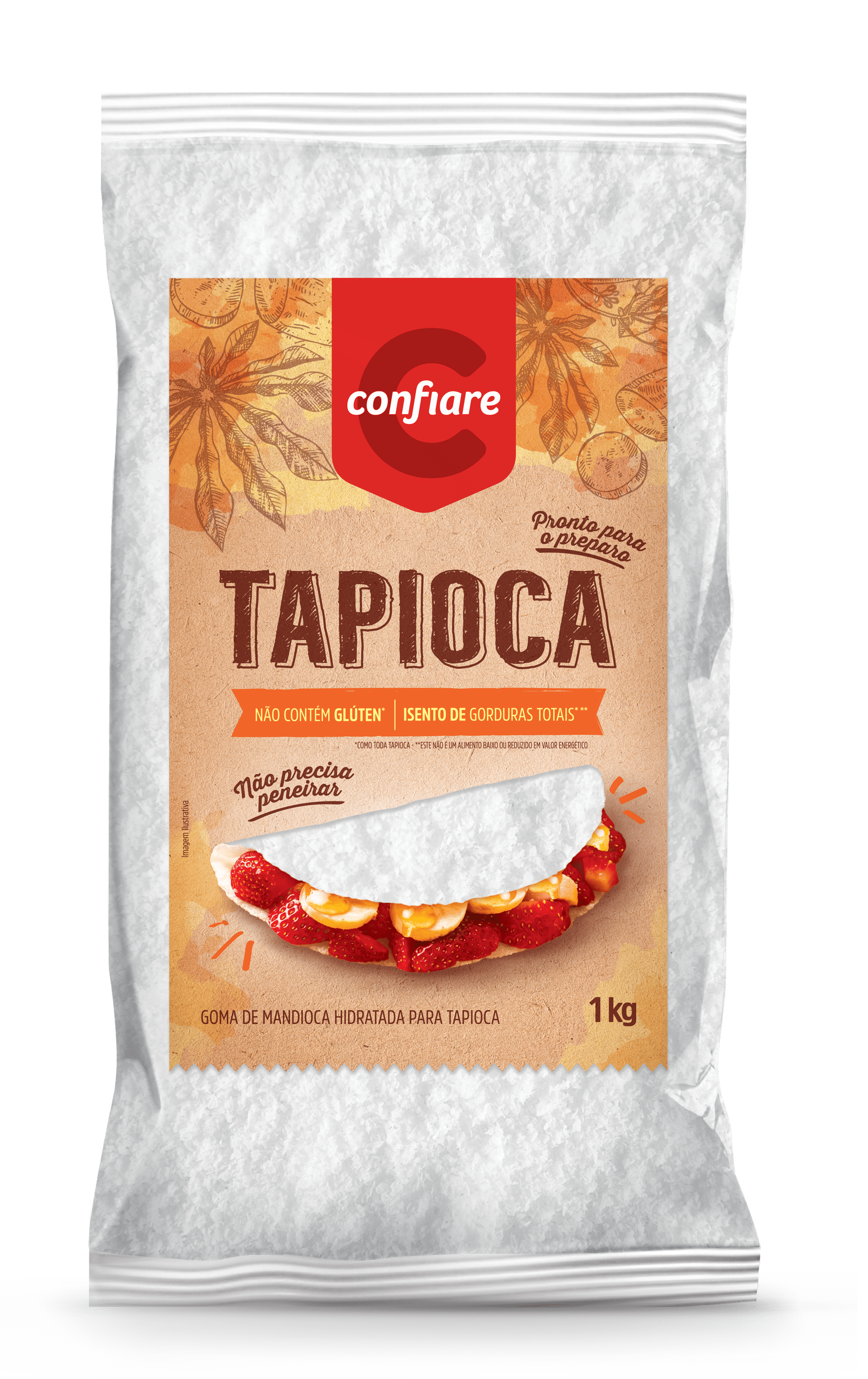 Goma de Mandioca Hidratada Tapioca Confiare Pacote 1Kg