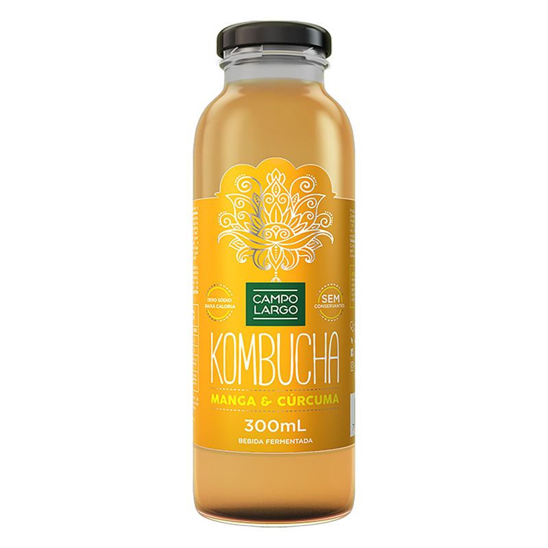 Kombucha Manga & Cúrcuma Campo Largo Garrafa 300ml