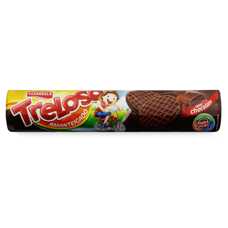 Biscoito Amanteigado Chocolate Vitarella Treloso Pacote 130g