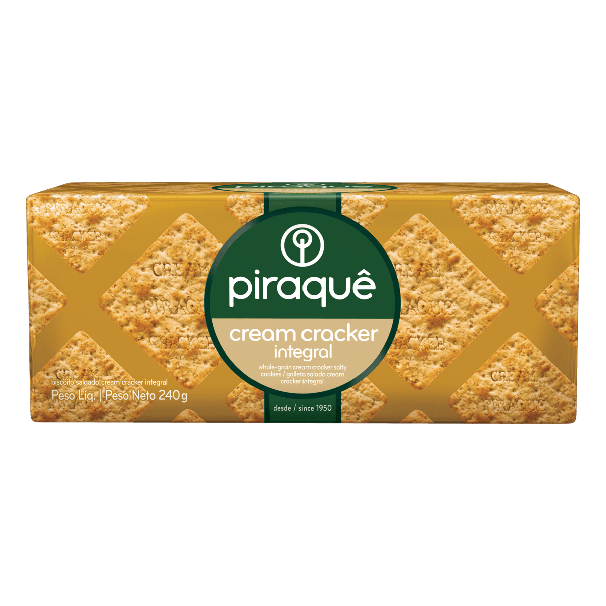 Biscoito Cream Cracker Integral Piraquê Pacote 240g