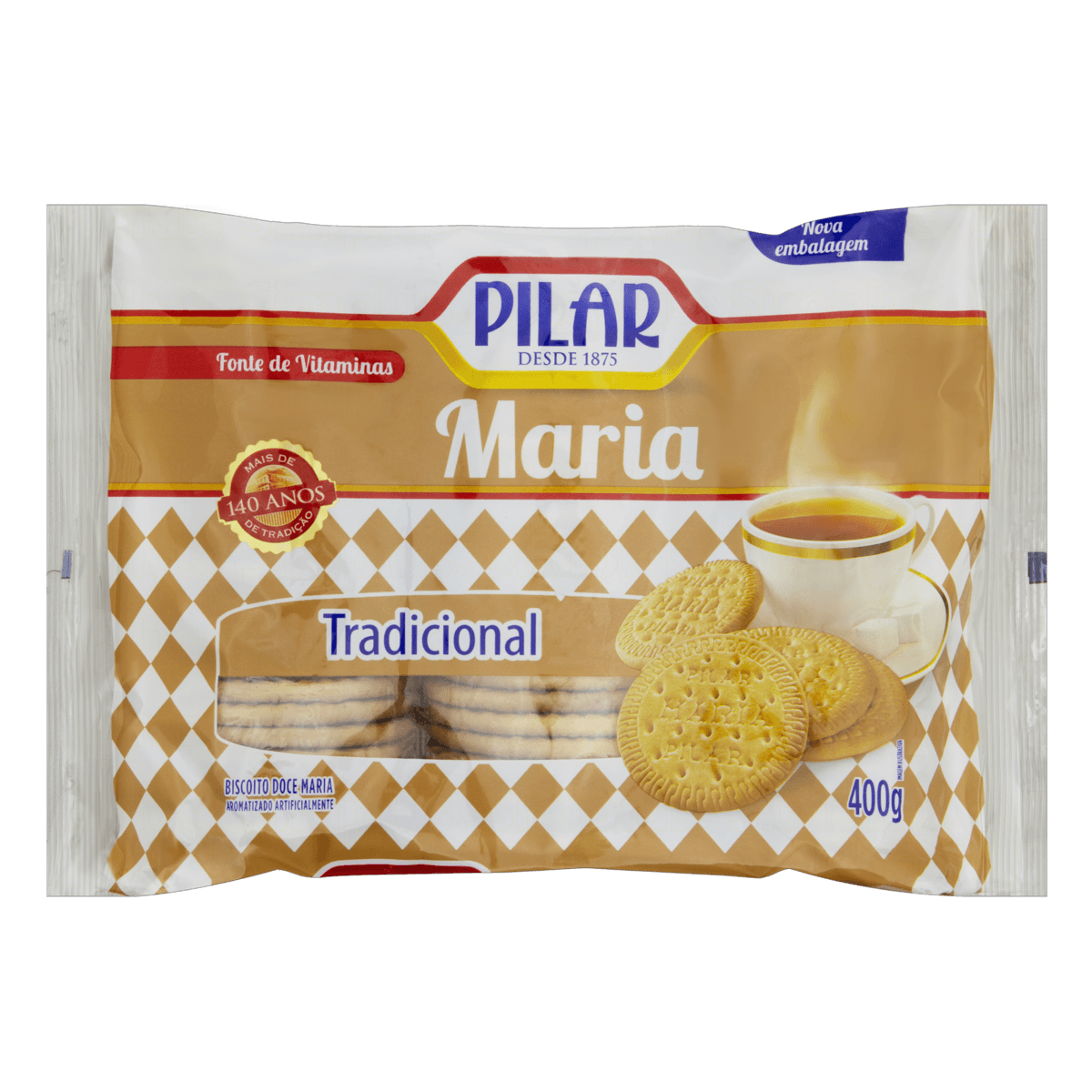 Biscoito Maria Tradicional Pilar Pacote 400g
