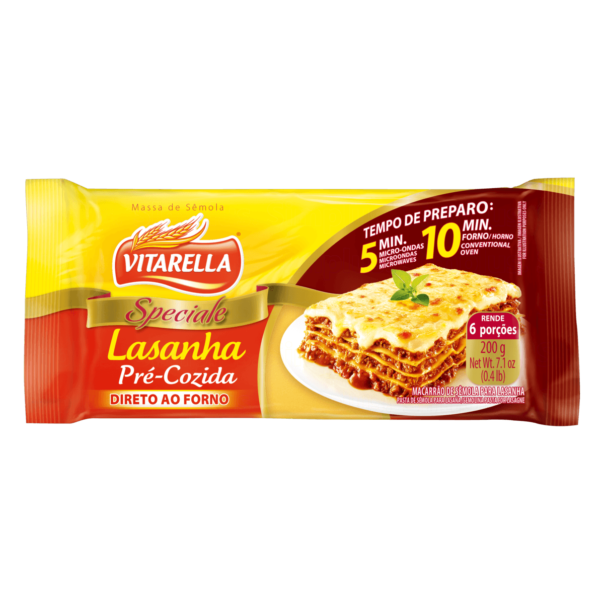 Massa de Sêmola para Lasanha Vitarella Speciale Pacote 200g Massa de Sêmola para Lasanha Vitarella Speciale Pacote 200g
