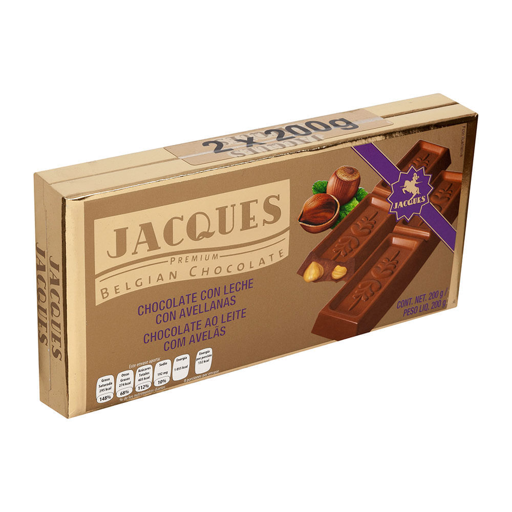 Pack Barra de Chocolate ao Leite com Avelãs Jacques Premium 2 Unidades ...