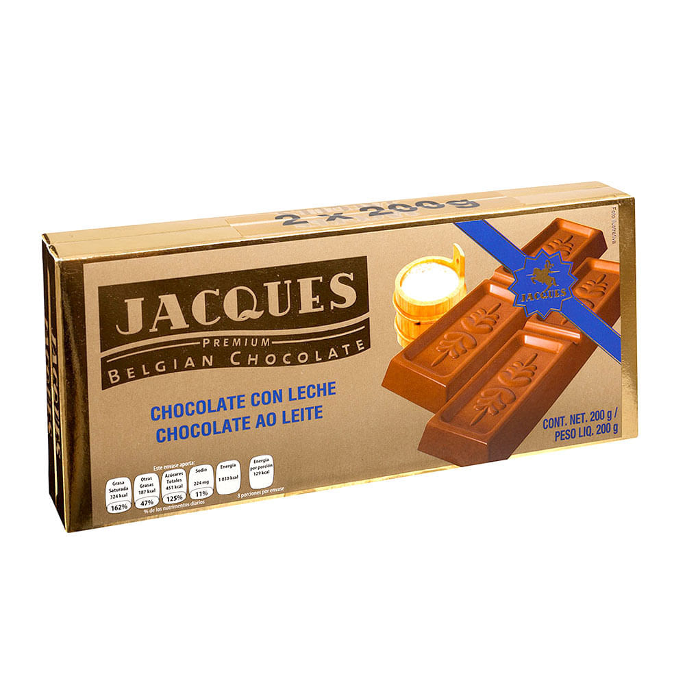 Pack Barra de Chocolate ao Leite Jacques 2 Unidades 200g Cada