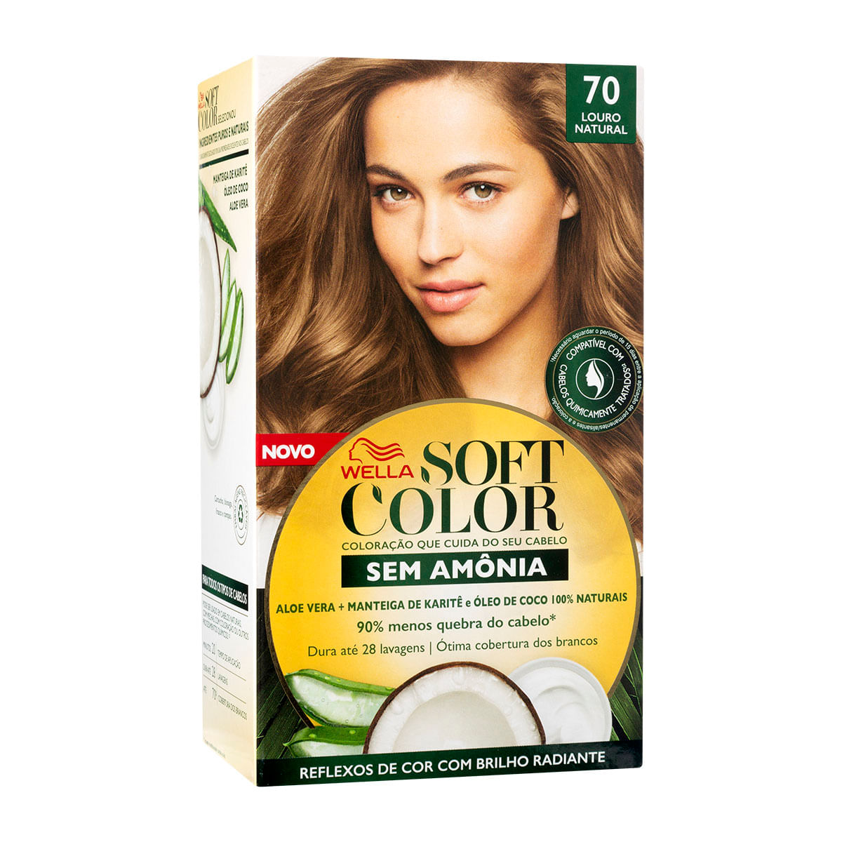 Kit Coloração Creme 70 sem Amônia Louro Natural Soft Color Wella