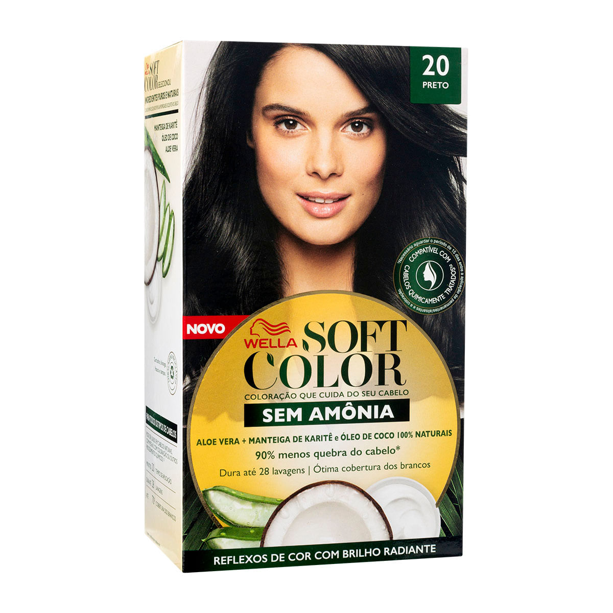 Kit Coloração 20 Preto sem Amônia Soft Color Wella