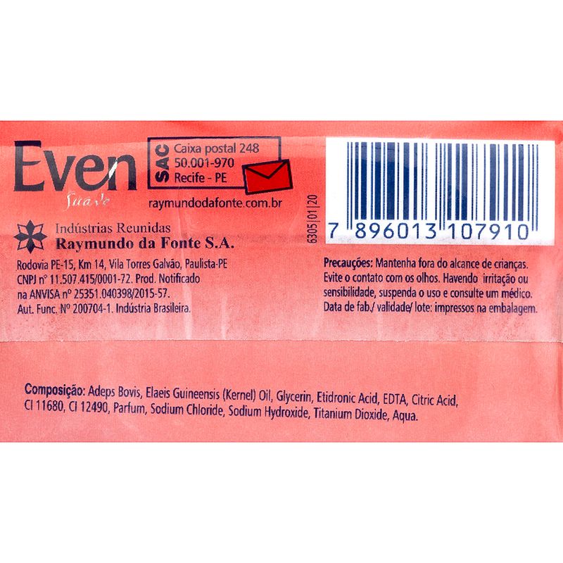 Sabonete em Barra Pitanga e Acerola Suave Even 85g