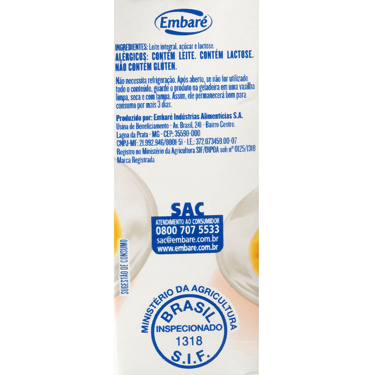 Leite Condensado Integral Camponesa Embaré Caixa 395g