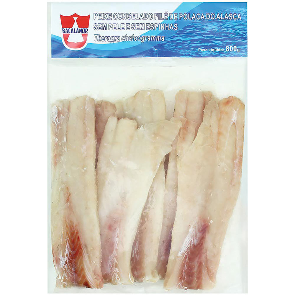 Filé de Polaca do Alasca Resfriado Bacalanor Pacote 800g