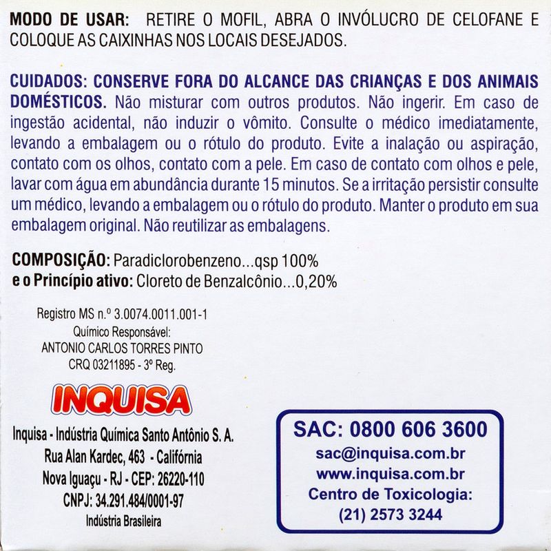 Pedra Anti-Mofo Gaveta Mofil Caixa 75g com 3 Unidades