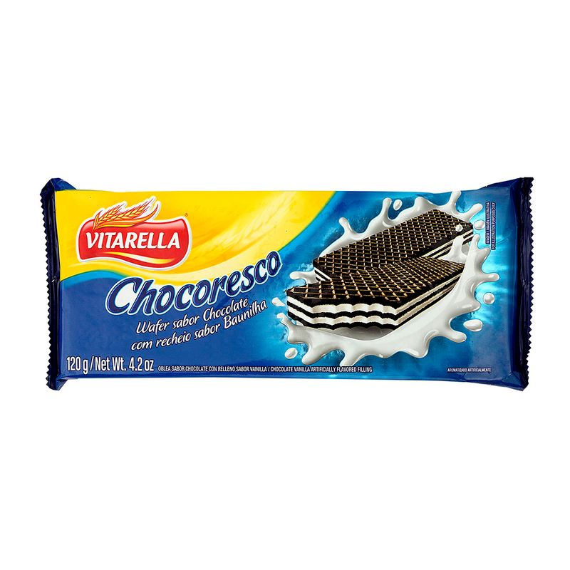Biscoito Wafer de Chocolate com Recheio de Baunilha Chocoresco ...