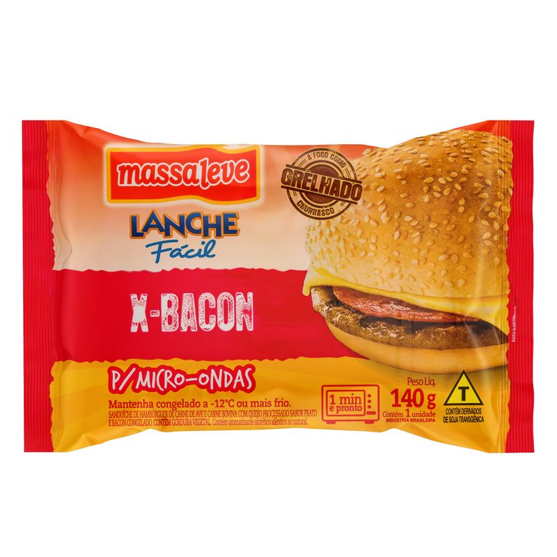 Sanduíche Congelado X-Bacon Massa Leve Lanche Fácil Pacote 140g