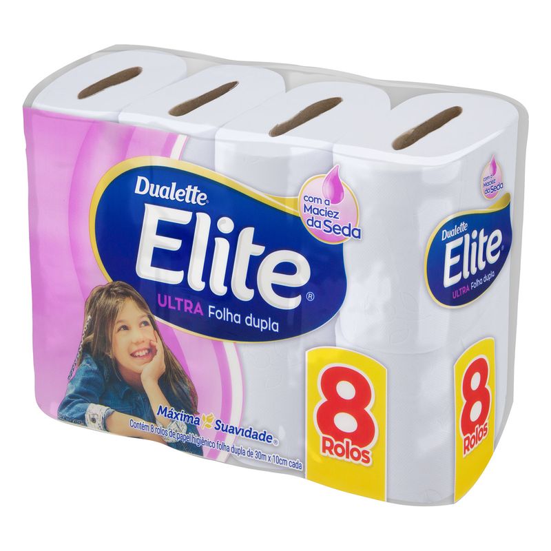 Papel Higiênico Ultra Folha Dupla 30cm X 10cm Elite Dualette Pacote Com