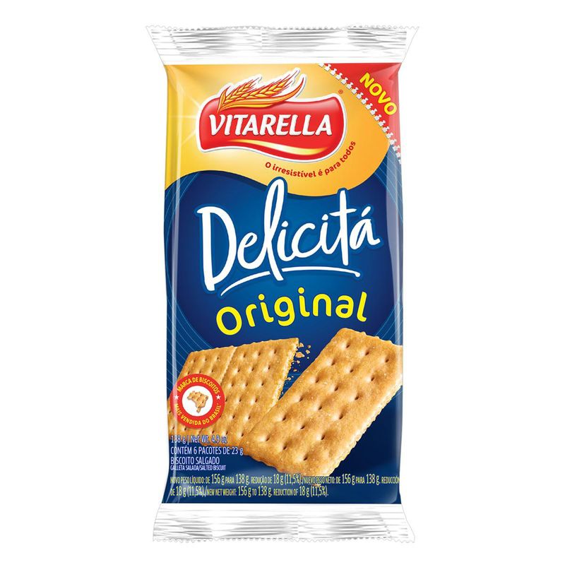 Biscoito Salgado Original Delicitá Vitarella Pacote 138g