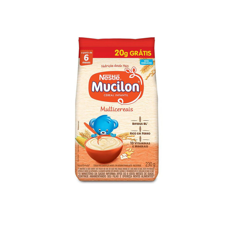 Cereal Infantil Multicereais Nestlé Mucilon Pacote 230g Grátis 20g