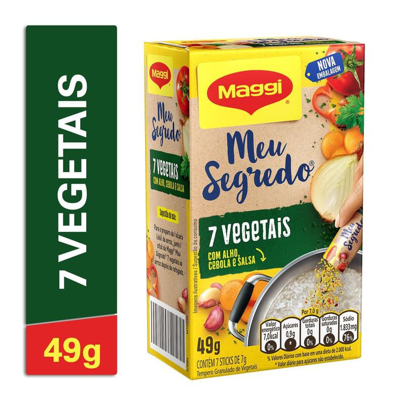 Tempero Granulado Maggi Meu Segredo Caixa 49g com 7 Unidades