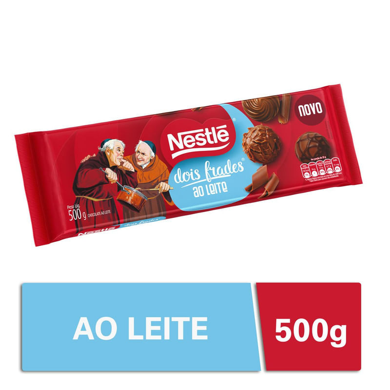 Barra de Chocolate ao Leite Dois Frades Nestlé 500g