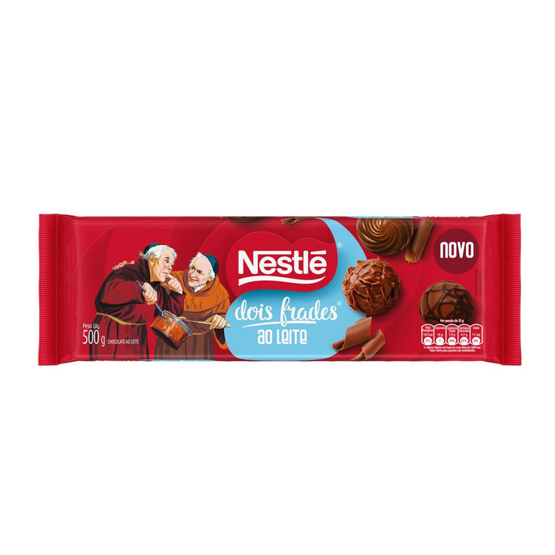 Barra de Chocolate ao Leite Dois Frades Nestlé 500g