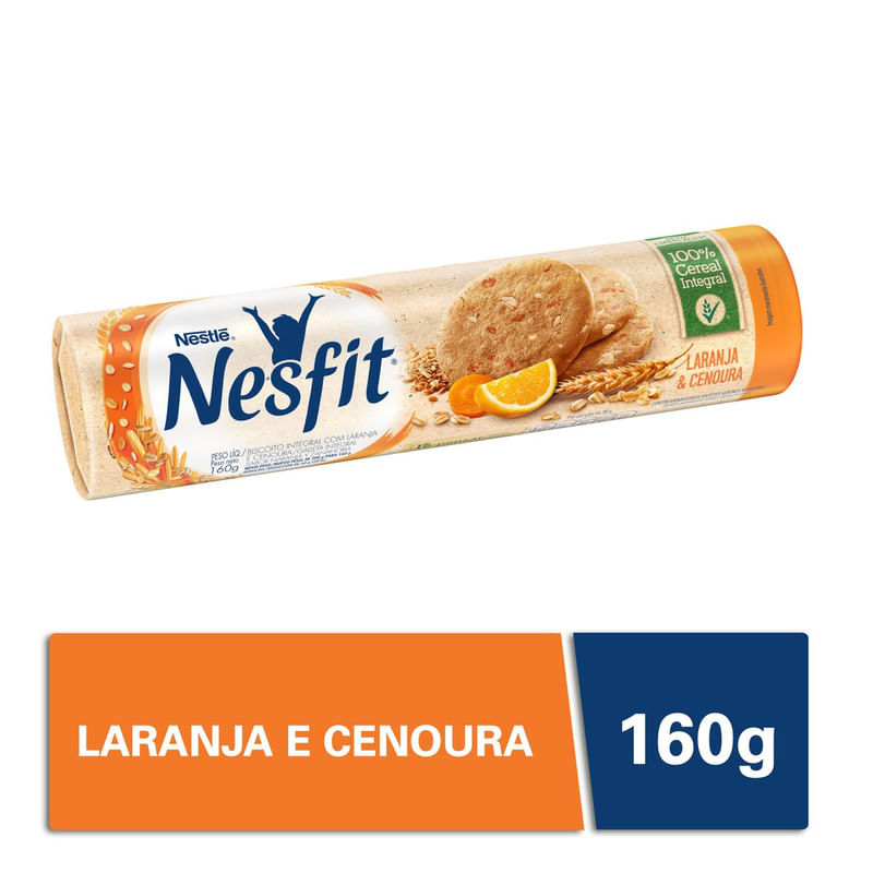 Biscoito Integral de Laranja & Cenoura Nesfit Nestlé Pacote 160g