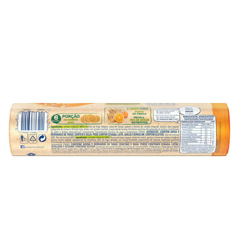 Biscoito Integral de Laranja & Cenoura Nesfit Nestlé Pacote 160g