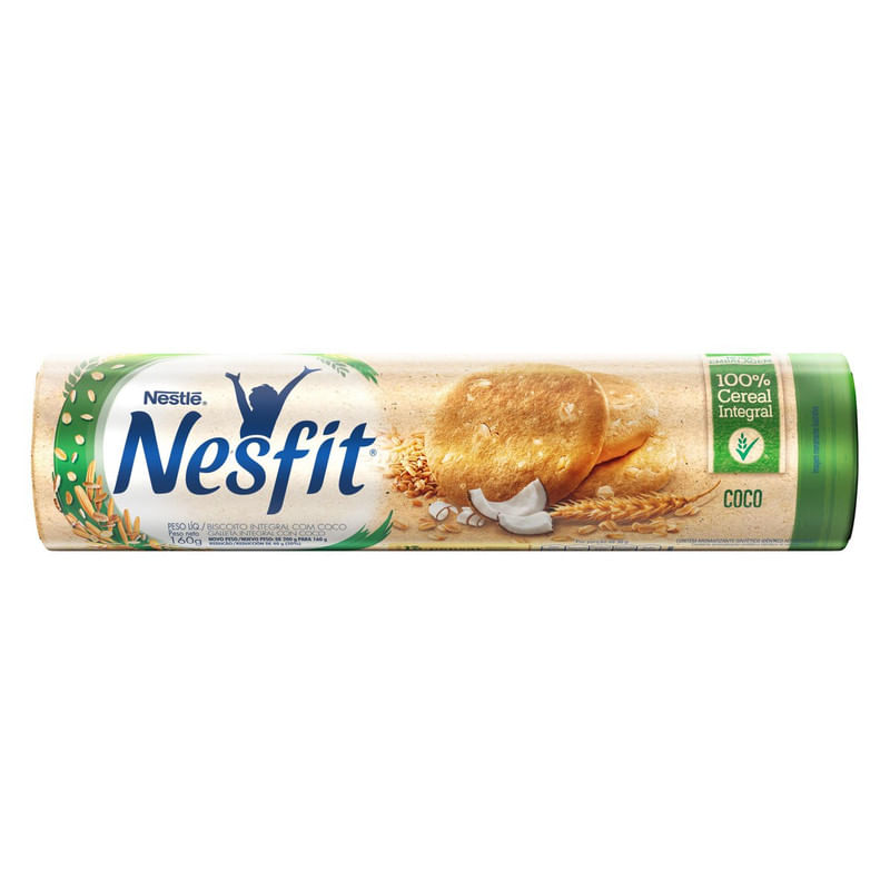 Biscoito Integral de Coco Nesfit Nestlé Pacote 160g