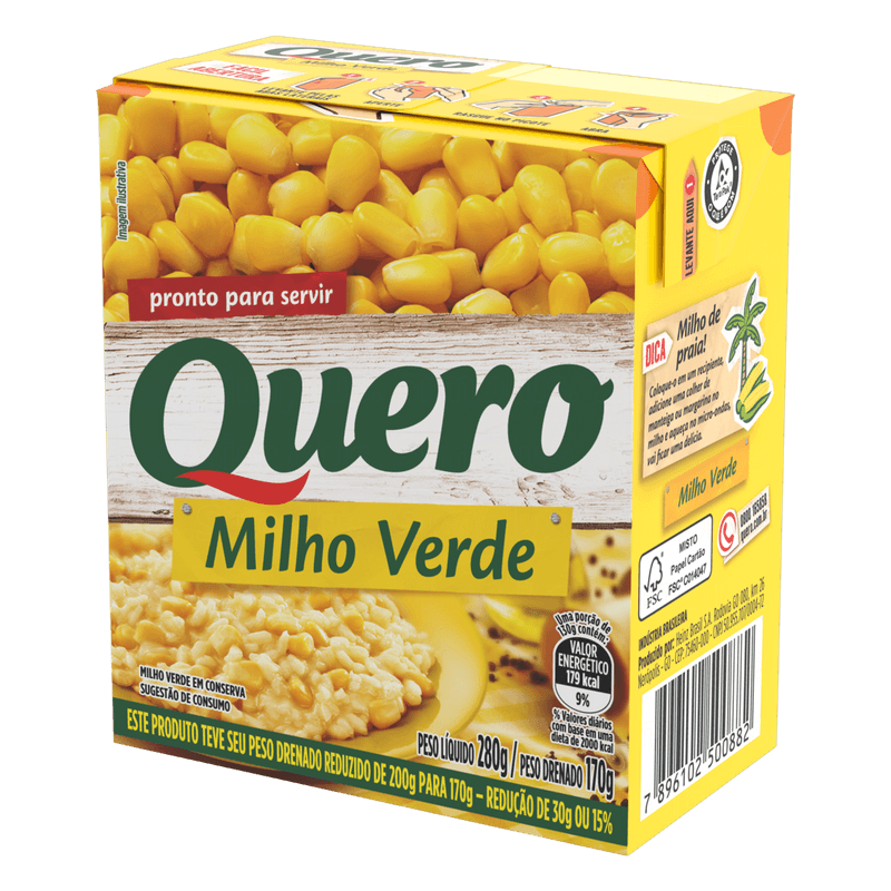 Milho Verde em Conserva Quero Caixa Peso 170g