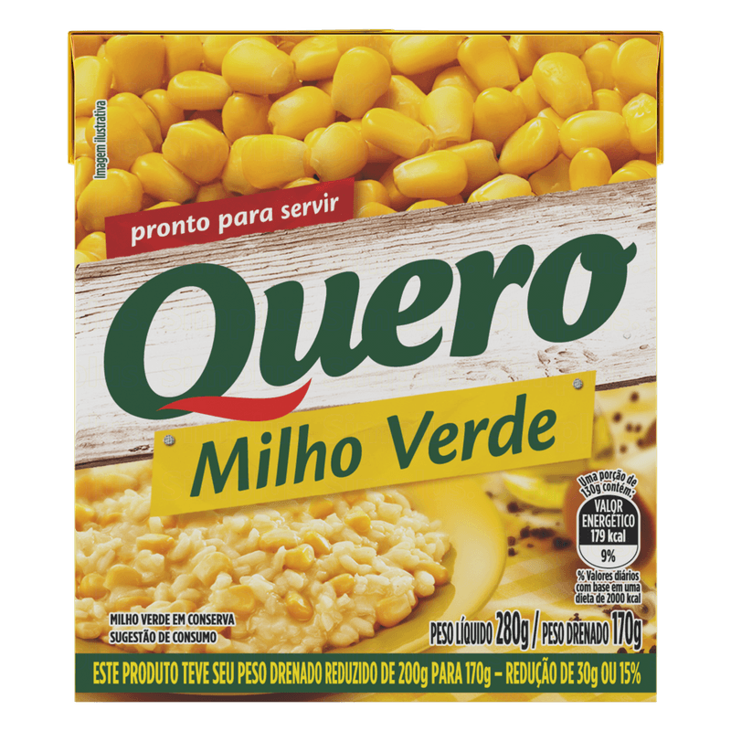 Milho Verde em Conserva Quero Caixa Peso 170g