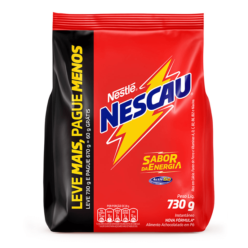 Achocolatado em Pó Nescau Nestlé Pacote 730g Leve Mais Pague Menos Achocolatado em Pó Nescau Nestlé Pacote 730g Leve Mais Pague Menos