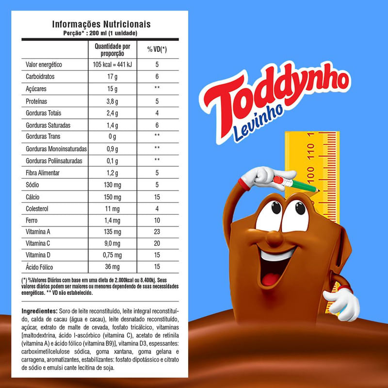 Bebida Láctea Uht Chocolate Toddynho Levinho Caixa 200ml