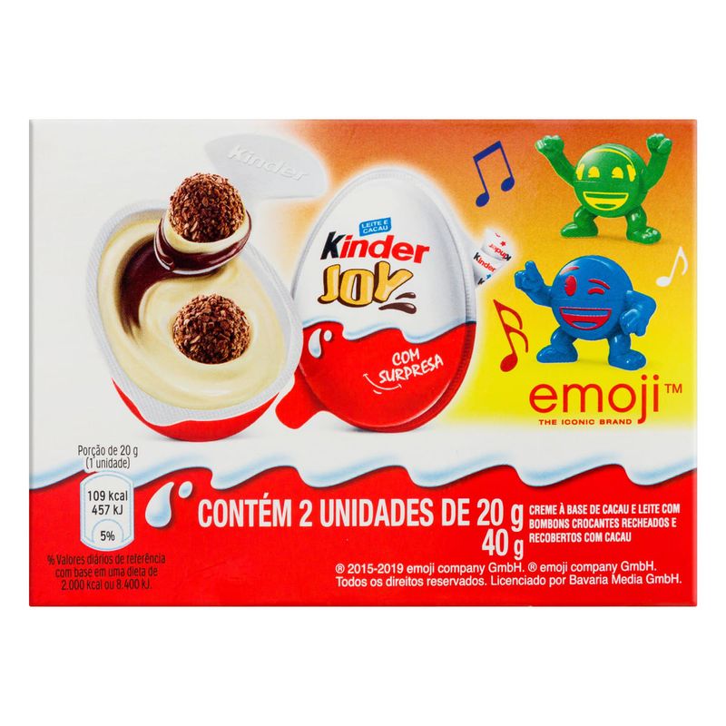 Chocolate Kinder Ovo Joy Caixa com 2 Unidades 20g cada Chocolate Kinder Ovo Joy Caixa com 2 Unidades 20g cada