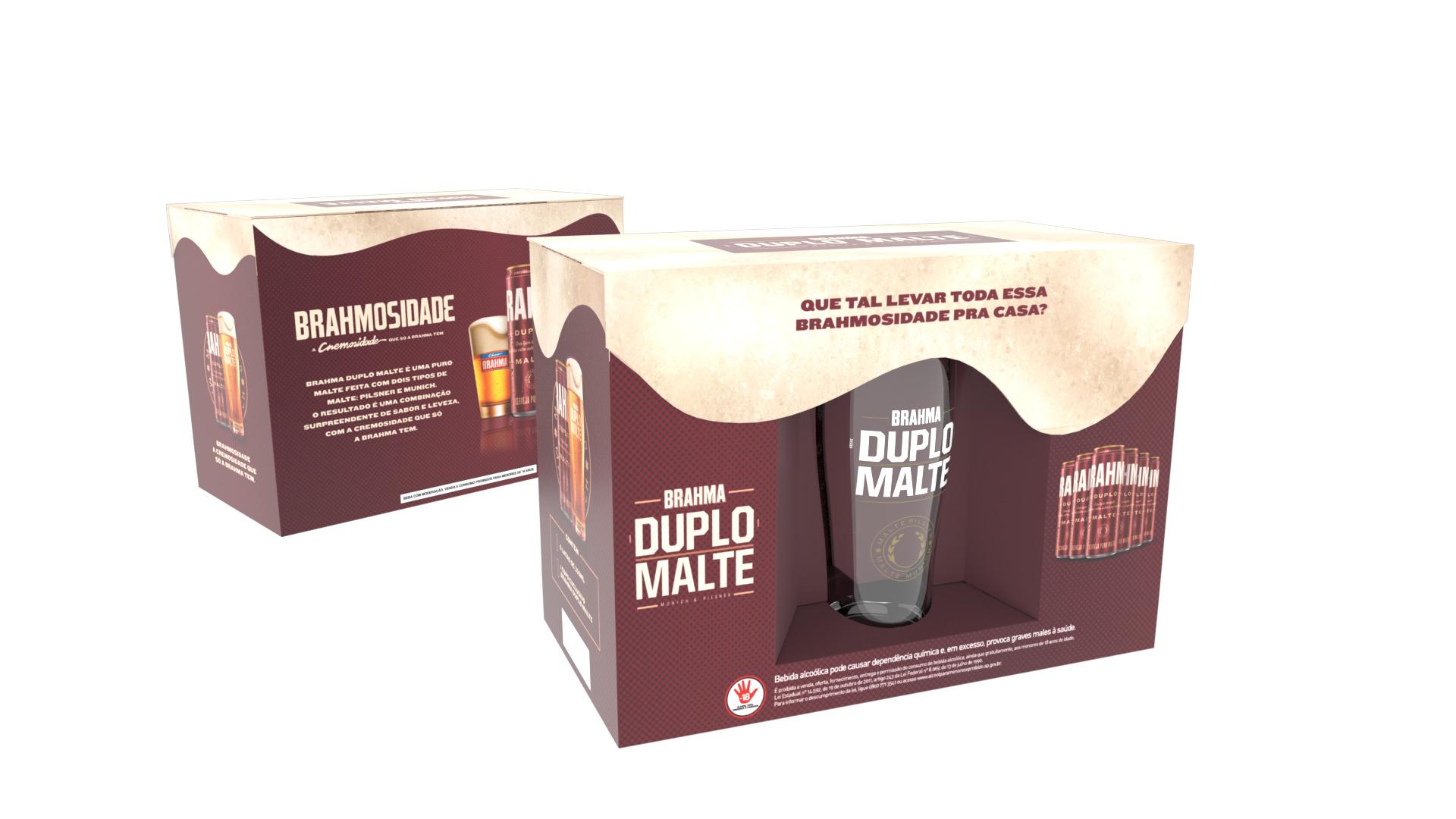 Kit Cerveja Brahma Duplo Malte 350ml C/6 Latas + 1 Copo