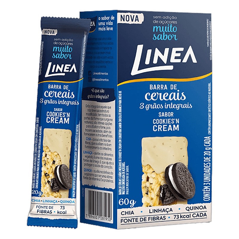 Pack Barra de Cereal 3 Grãos Integrais sem Açúcar Linea Caixa 60g 3 ...