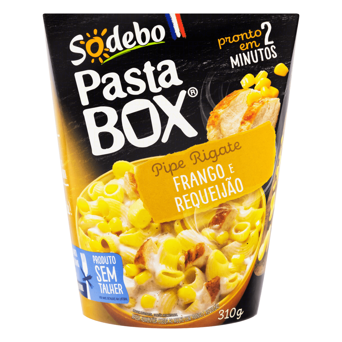 Pasta Box Pipe Rigate Frango e Requeijão Sodebo Caixa 310g