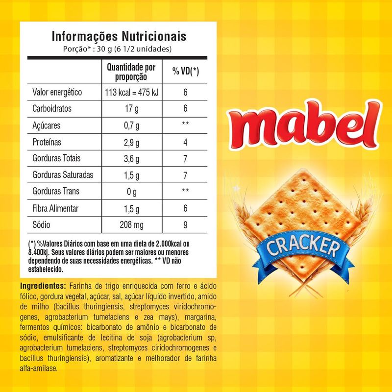 Biscoito Cream Cracker Mabel Pacote 400g Biscoito Cream Cracker Mabel Pacote 400g