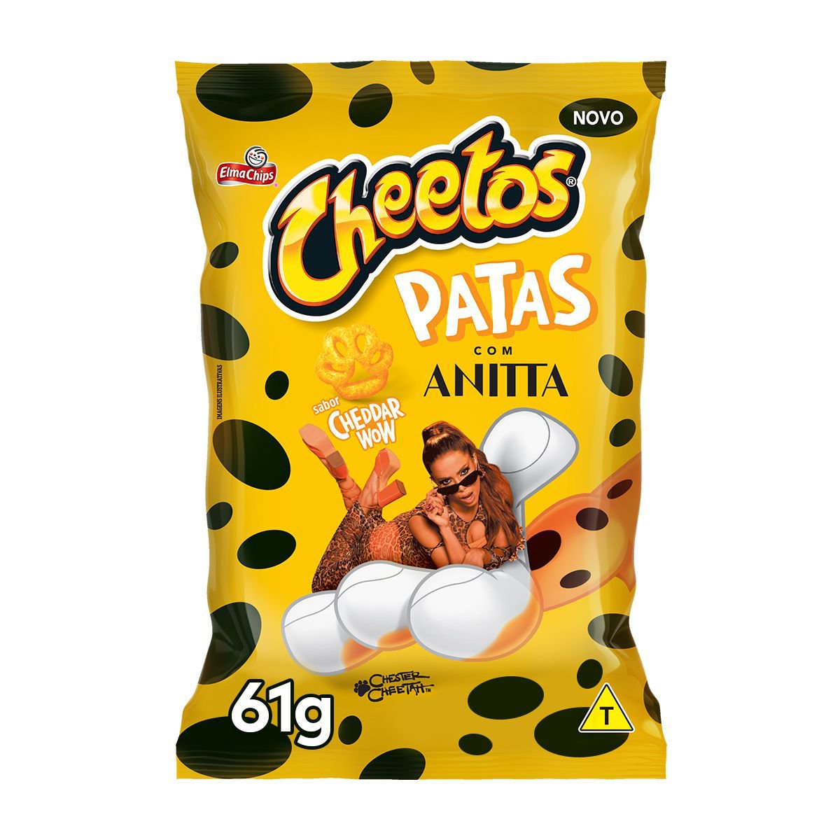 Salgadinho Cheetos Cheddar Wow Patas com Anitta Elma Chips Pacote 61g